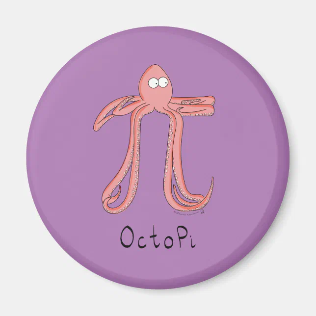 Octopus Pi Day Funny Cartoon Magnet | Zazzle