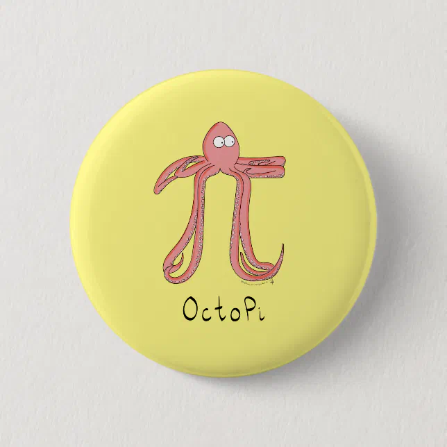 Octopus Pi Symbol Math Teacher Funny Button | Zazzle