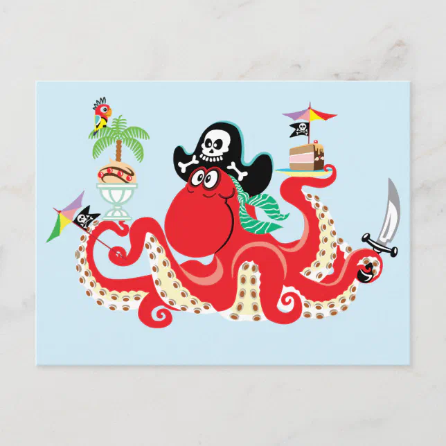 octopus pirate postcard | Zazzle