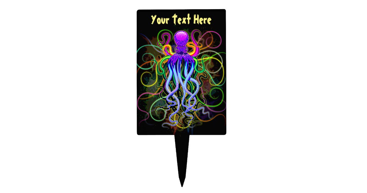 Octopus Psychedelic Luminescence Cake Topper | Zazzle
