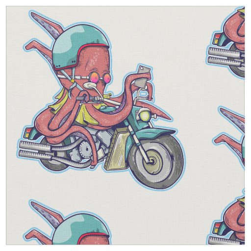 Octopus Riding a Motorcycle Fabric | Zazzle