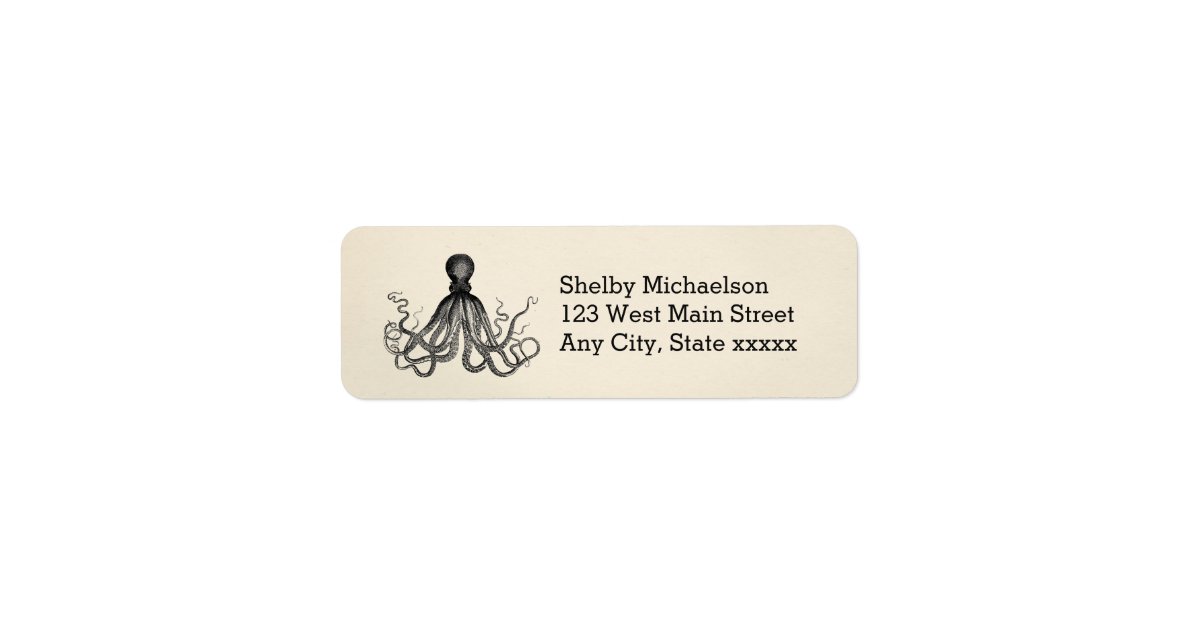 Octopus Sea Creature Animal Return Address Labels | Zazzle