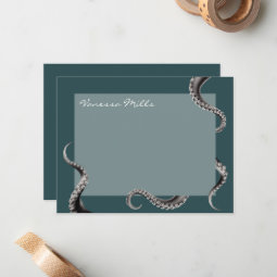 Octopus Teal Note Card | Zazzle