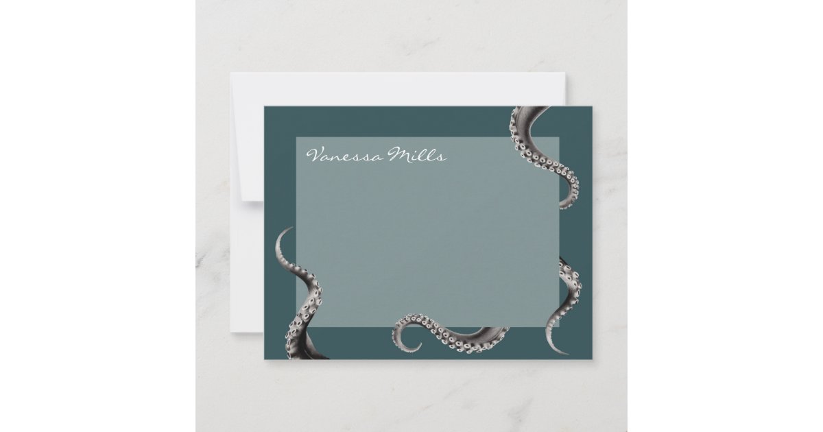 Octopus Teal Note Card | Zazzle