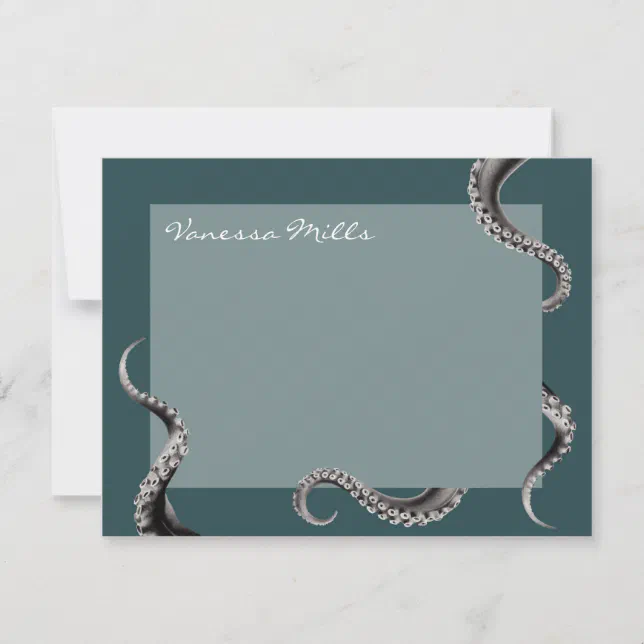 Octopus Teal Note Card | Zazzle