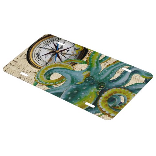 Octopus Tentacles Compass Music License Plate | Zazzle