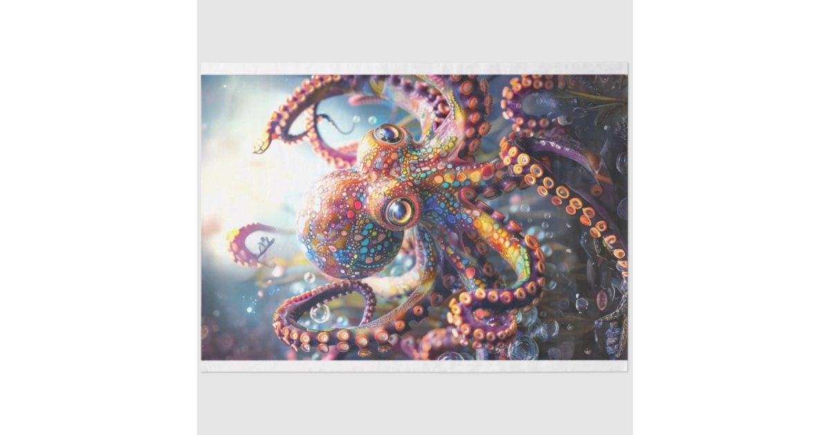 Octopus Vibrantly Colored Decoupage Tissue Paper | Zazzle