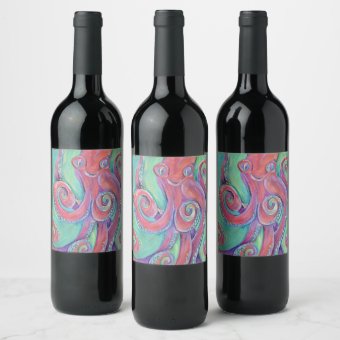 octopus wine label | Zazzle