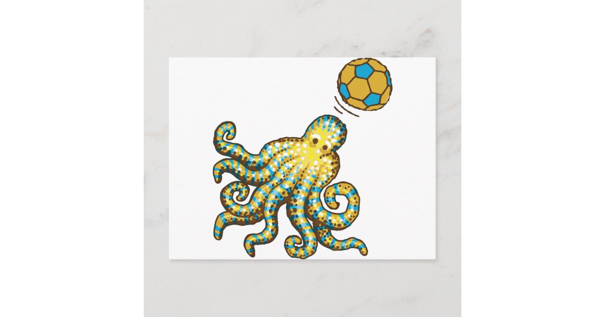 Octopus with a soccer ball postcard | Zazzle