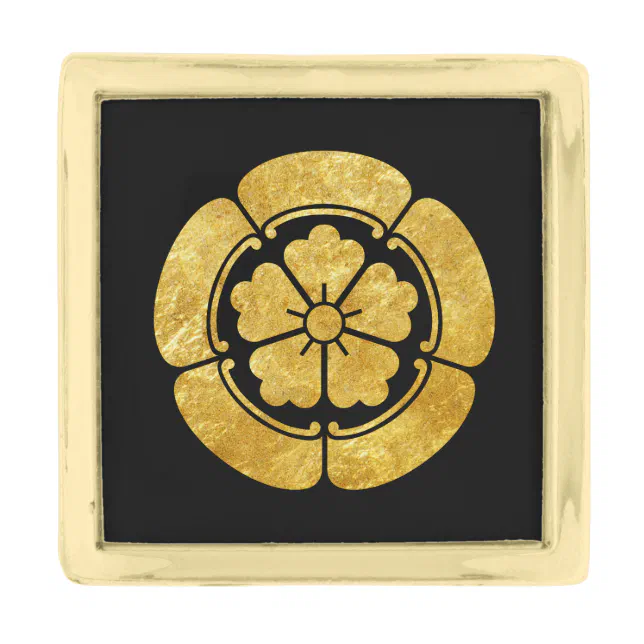Oda Mon Japanese samurai clan faux gold on black Gold Finish Lapel Pin ...