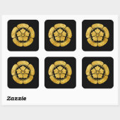 Oda Mon Japanese samurai clan faux gold on black Square Sticker | Zazzle