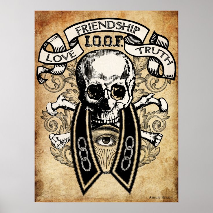 Odd Fellows Skull and Collar Poster | Zazzle