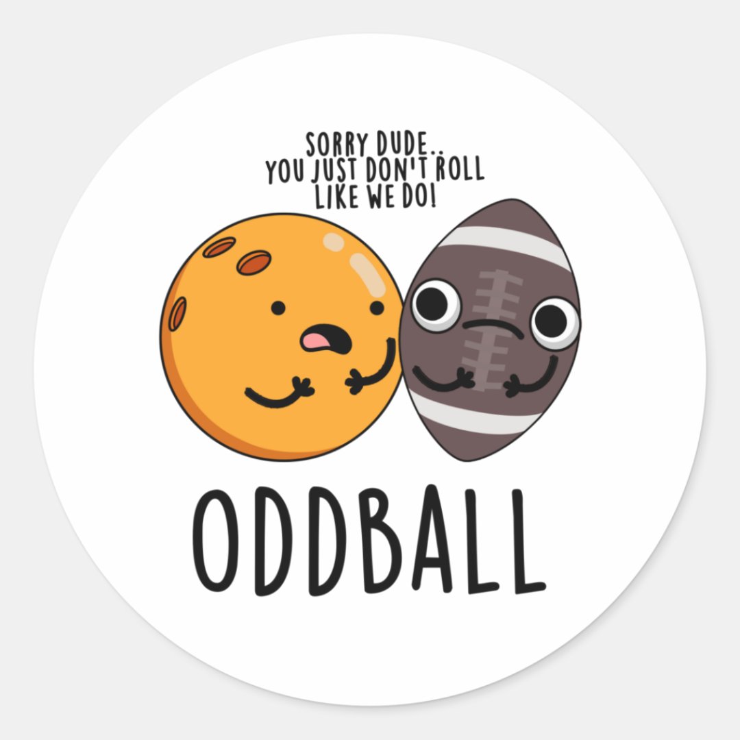 Oddball Funny Football Pun Classic Round Sticker | Zazzle