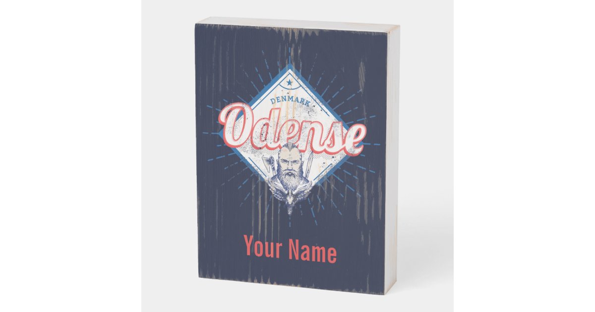 Odense City Denmark Retro Viking Vintage Souvenir Wooden Box Sign | Zazzle