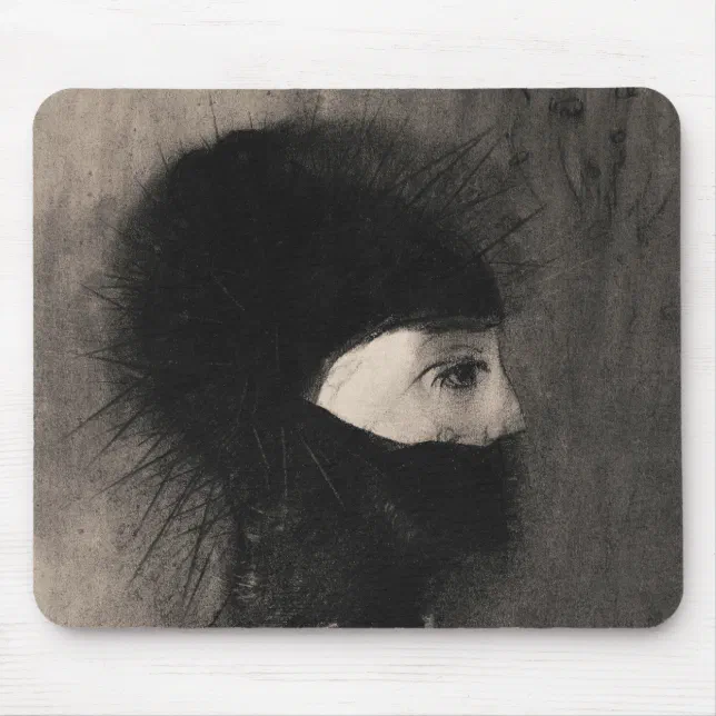 Odilon Redon. Armor. Dark woman face. Symbolism Mouse Pad | Zazzle