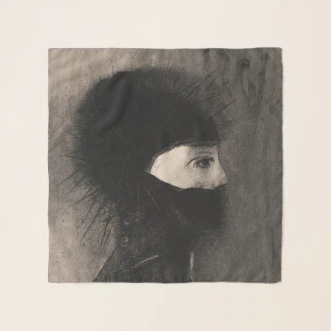 Odilon Redon Armor. Dark woman face / Symbolism Scarf | Zazzle