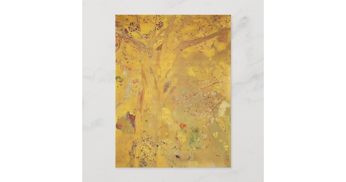 Odilon Redon- Tree Against a Yellow Background Postcard | Zazzle