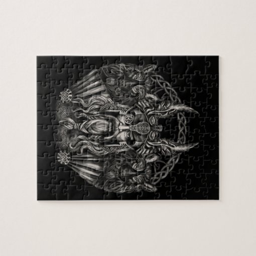 Odin and his wolves Geri and Freki Jigsaw Puzzle | Zazzle