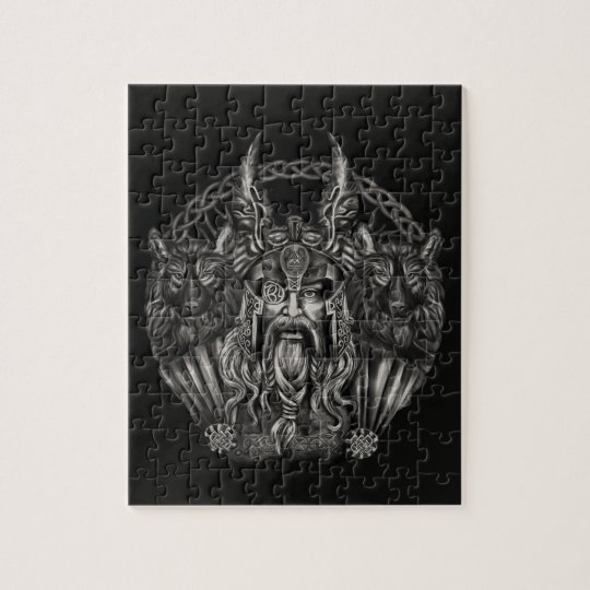 Odin and his wolves Geri and Freki Jigsaw Puzzle | Zazzle.com