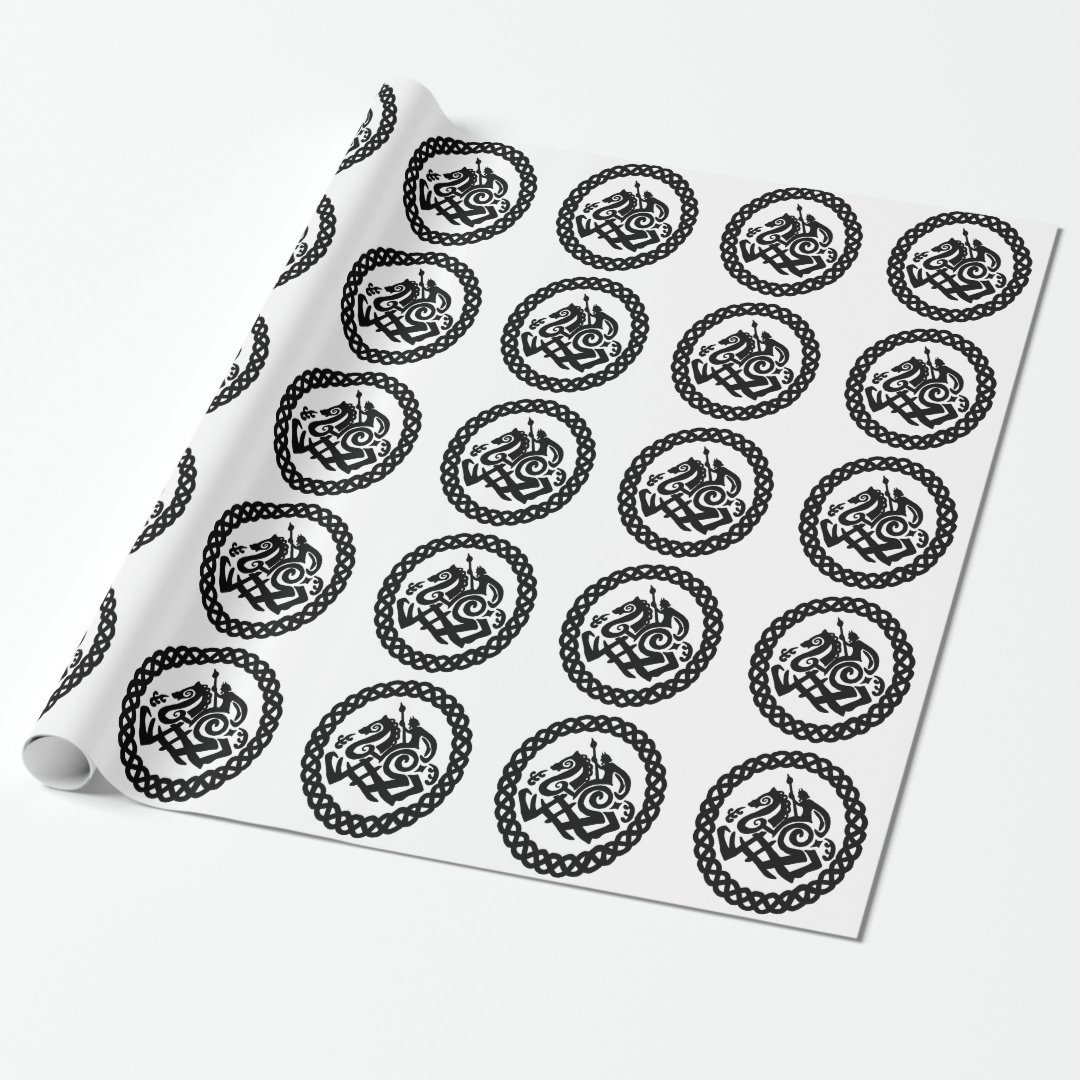 Odin and Sleipnir in Celtic Knot Circle Wrapping Paper | Zazzle