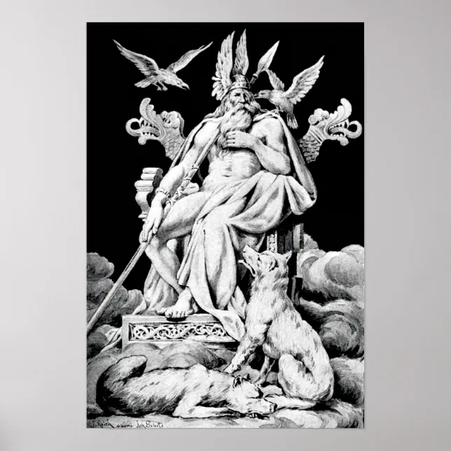 Odin, Norse mythology God, vintage illustration Poster | Zazzle