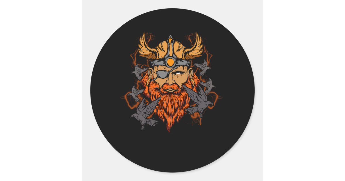 Odin Norse Mythology Viking God & Ravens Classic Round Sticker | Zazzle