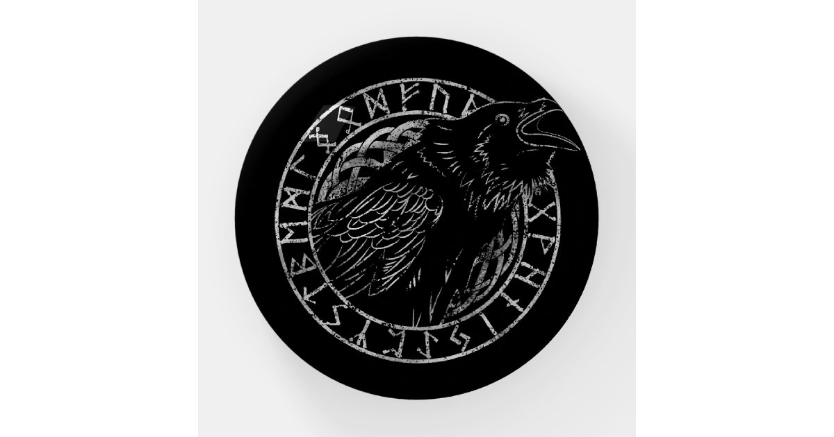 Odin Raven Crow Viking Mythology runes runic Paperweight | Zazzle