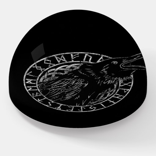 Odin Raven Crow Viking Mythology runes runic Paperweight | Zazzle