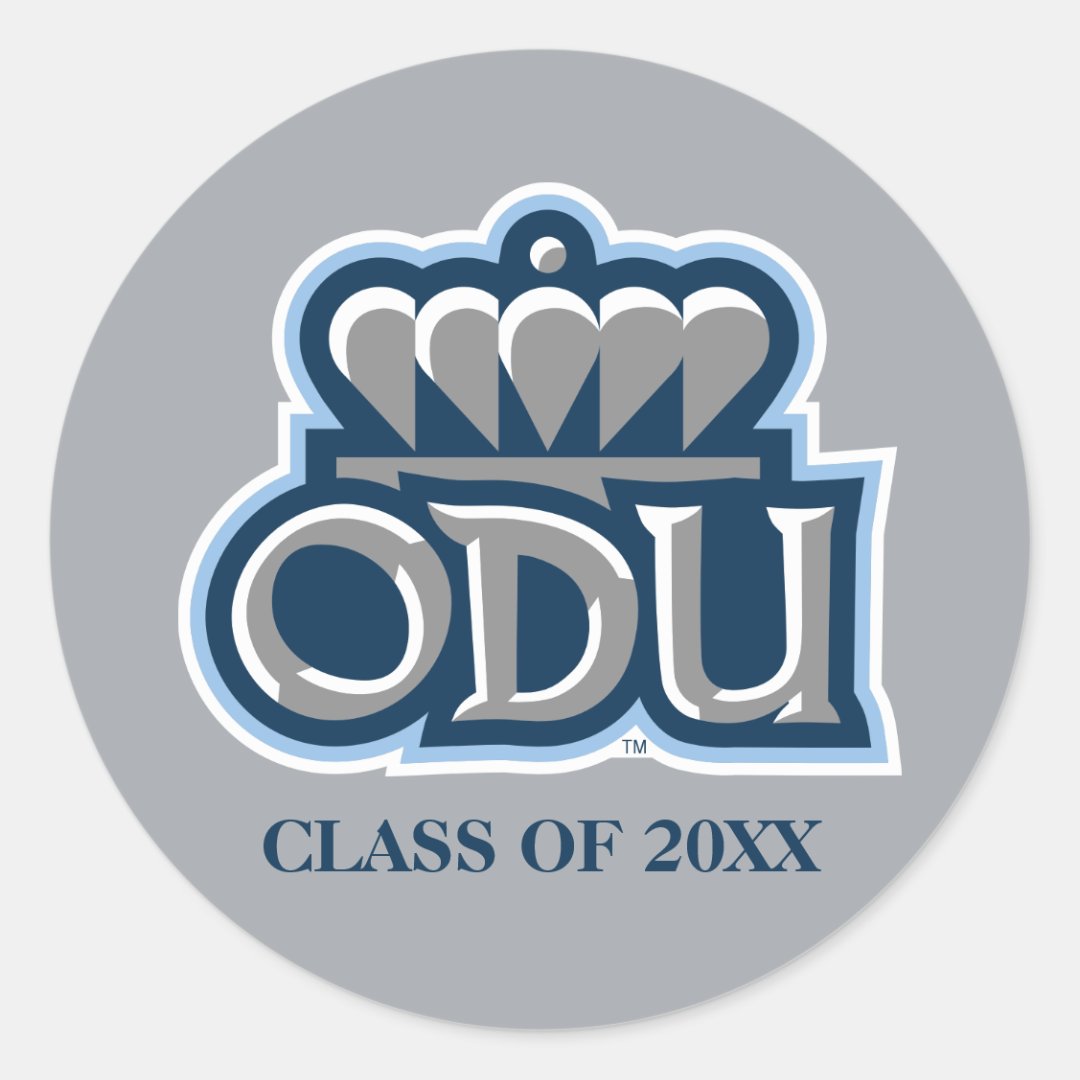 ODU with Crown and Class Year Classic Round Sticker | Zazzle