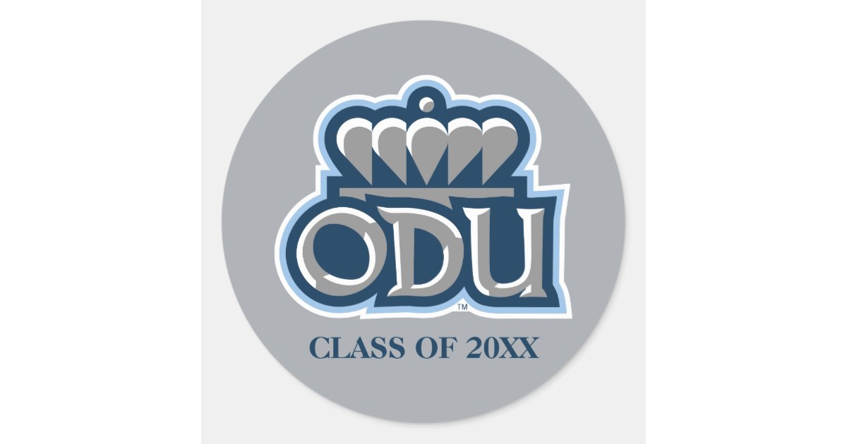 ODU with Crown and Class Year Classic Round Sticker | Zazzle
