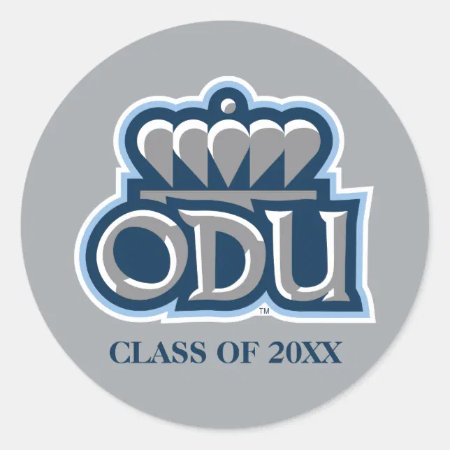 ODU with Crown and Class Year Classic Round Sticker | Zazzle