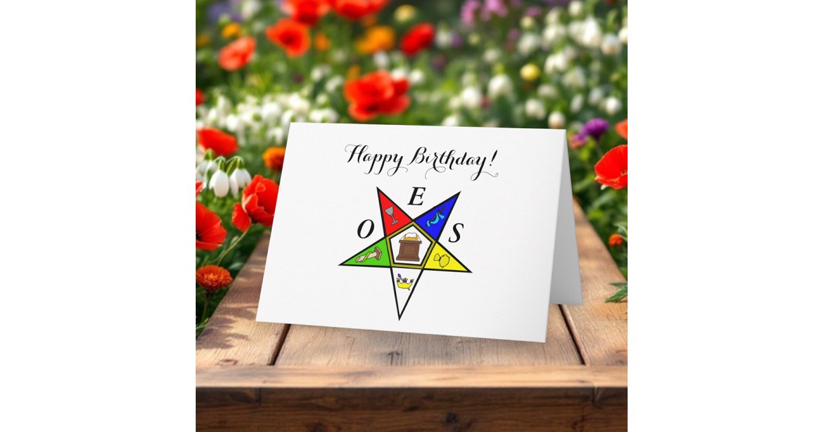 OES Eastern Star Sister Masonry Order Birthday Thank You Card | Zazzle