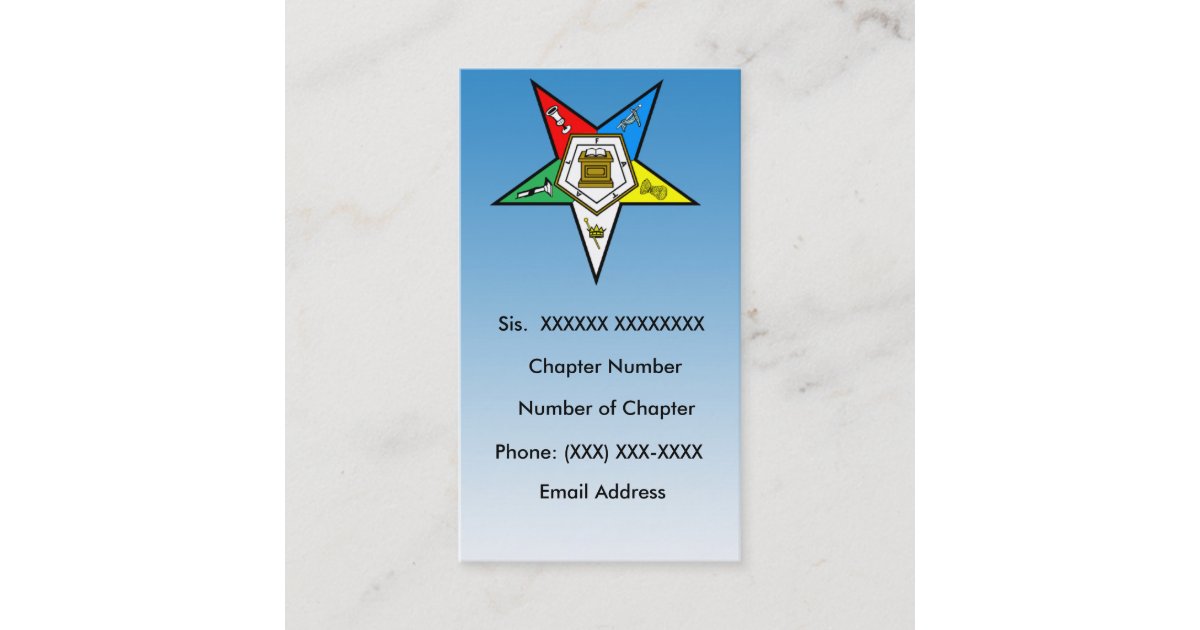 OES Order of the Eastern Star Business Card 5 | Zazzle