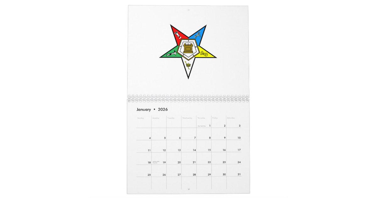OES Order of the Eastern Star Calendar | Zazzle