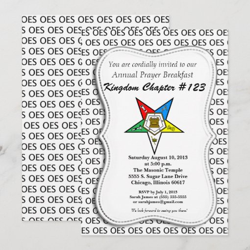 OES Order of the Eastern Star Invitation | Zazzle