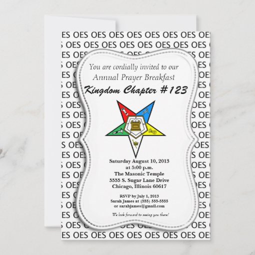 OES Order of the Eastern Star Invitation | Zazzle