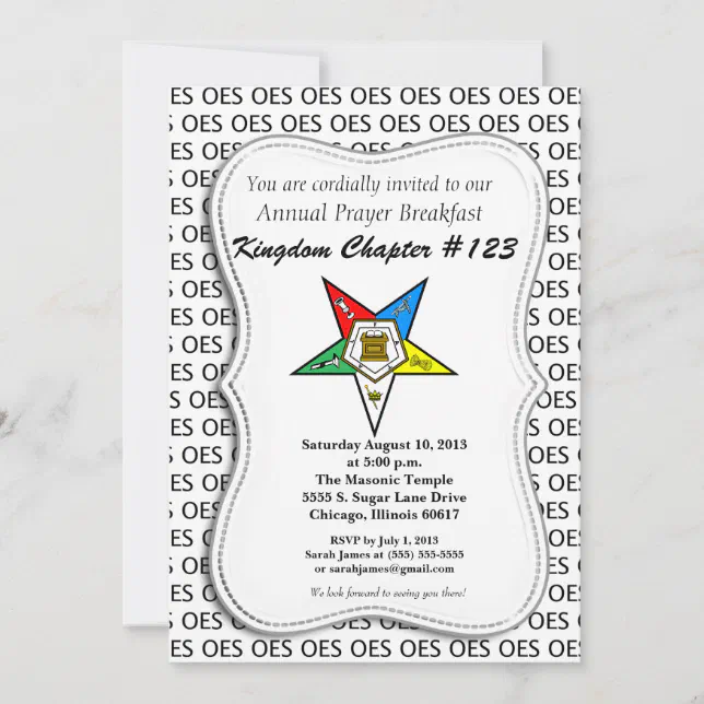 OES Order of the Eastern Star Invitation | Zazzle