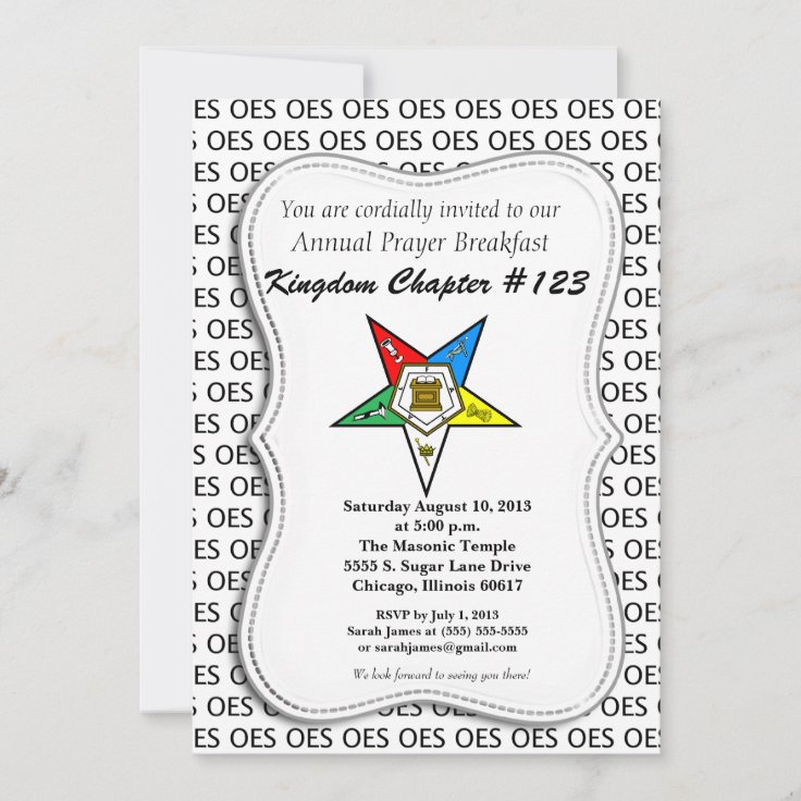 OES Order of the Eastern Star Invitation | Zazzle