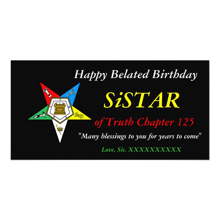 OES Photocard layout, Happy Belated Birthday, S... Card | Zazzle