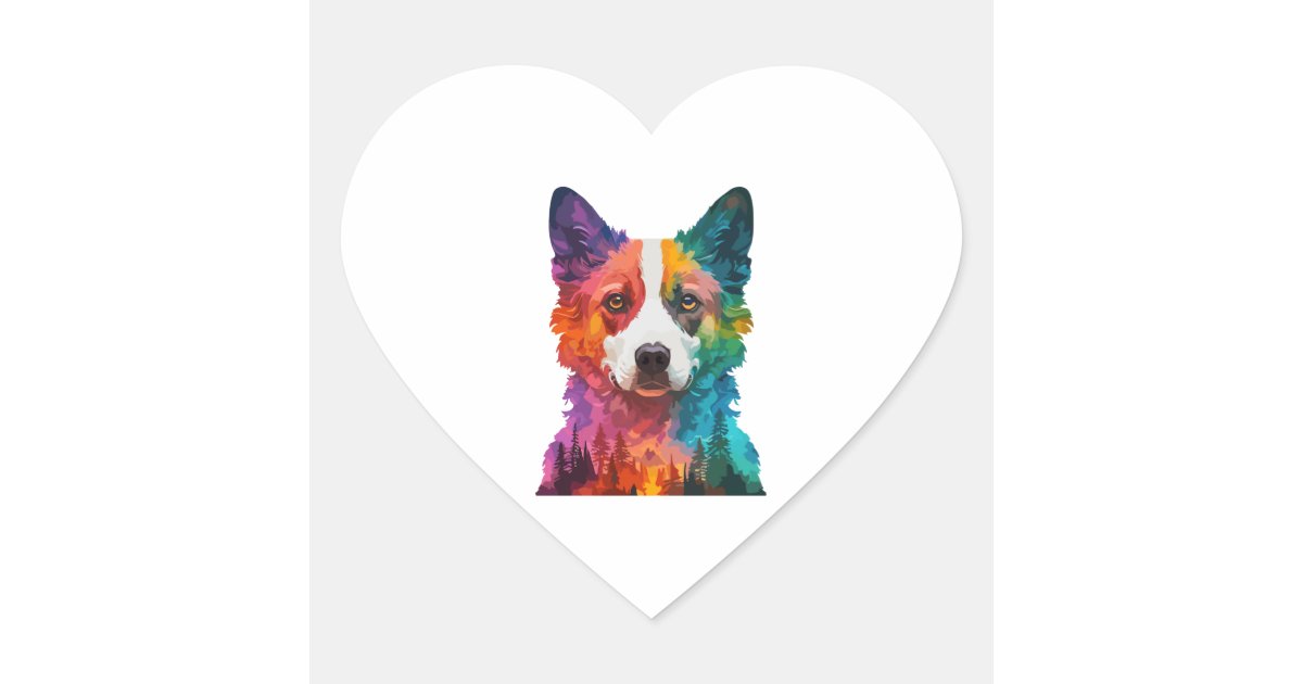 of Colorful dog Heart Sticker | Zazzle