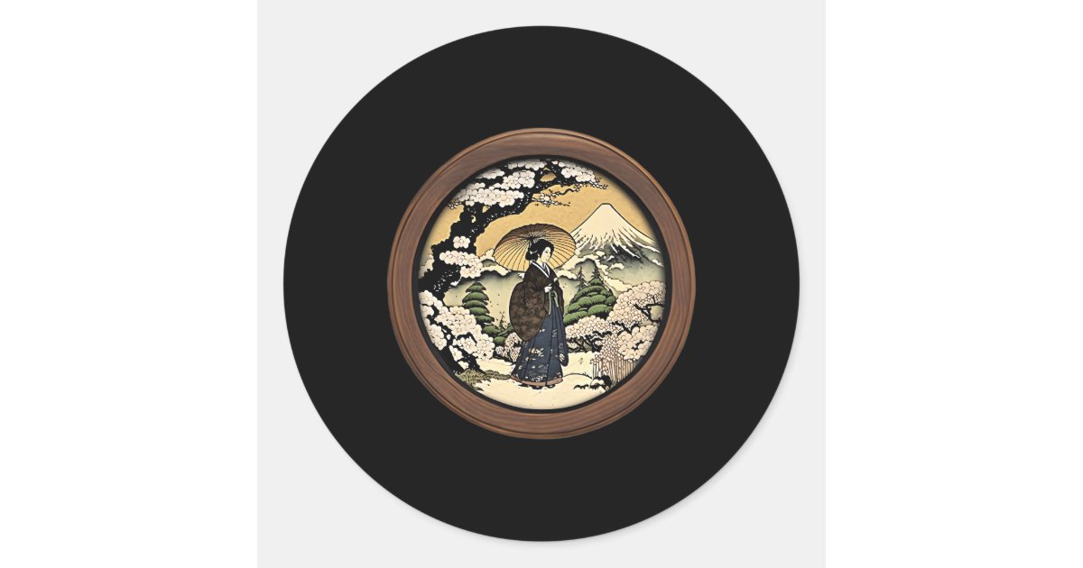Of Japanese Castles Cherry Blossoms Traditional Classic Round Sticker ...