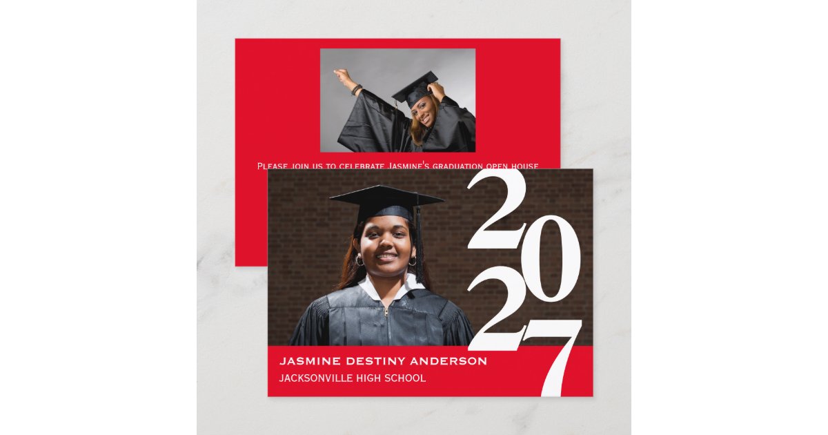 Off Center Numbers - 3x5 Graduation Announcement | Zazzle