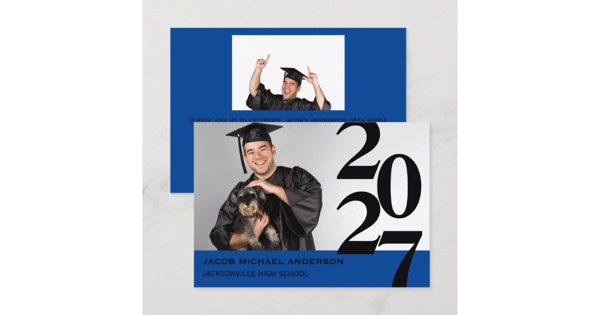 Off Center Numbers - 3x5 Graduation Announcement | Zazzle
