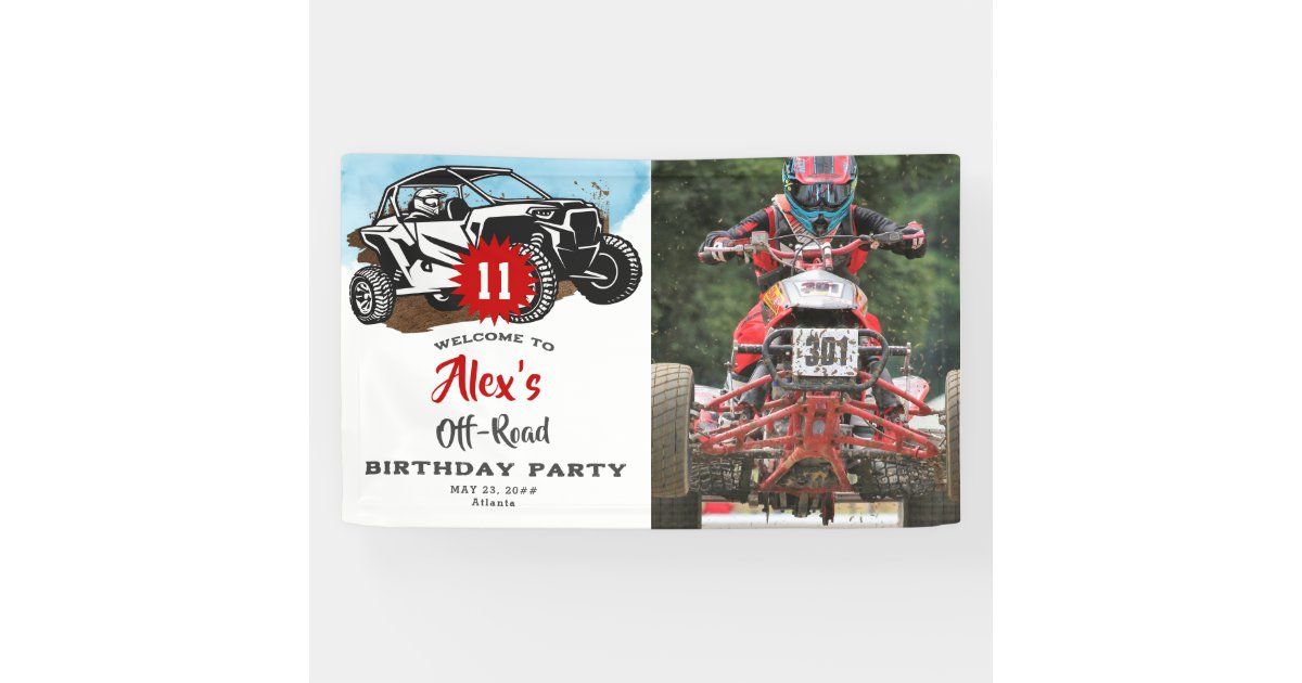 Off Road Adventure ATV Monster Truck Birthday Banner | Zazzle