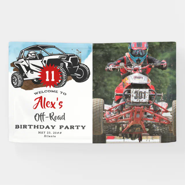 Off Road Adventure ATV Monster Truck Birthday Banner | Zazzle