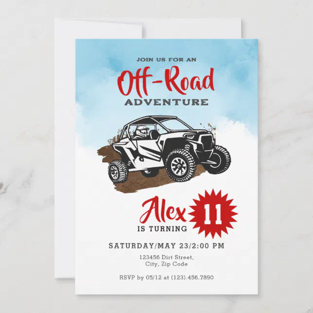 Off Road Adventure ATV Monster Truck Birthday Invitation | Zazzle