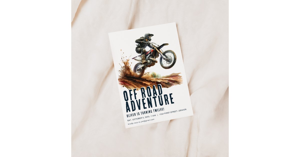 Off Road Adventure Motorcycle Party Invitation | Zazzle