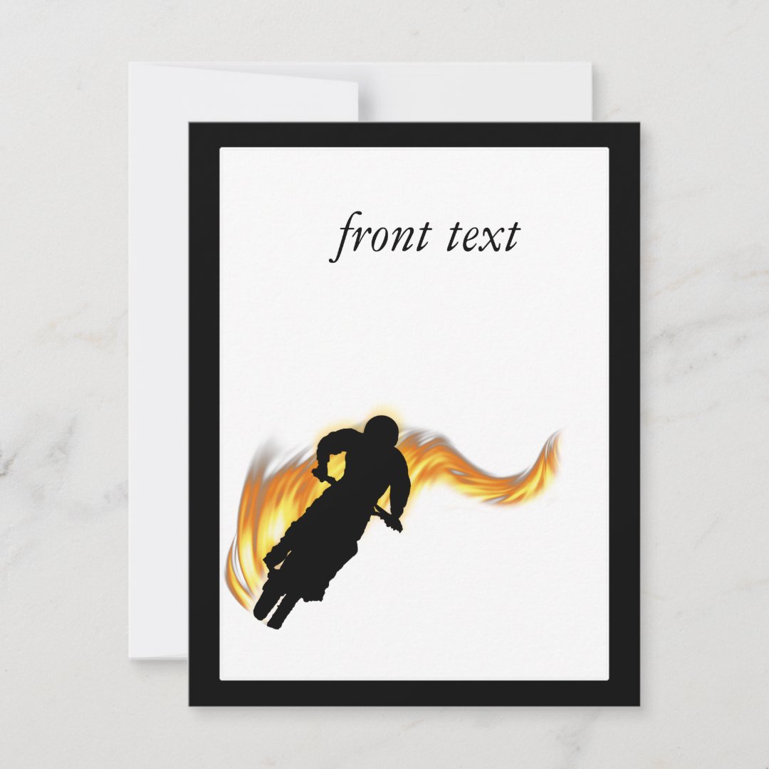 Off Road Dirt Bike with Flames Invitation | Zazzle