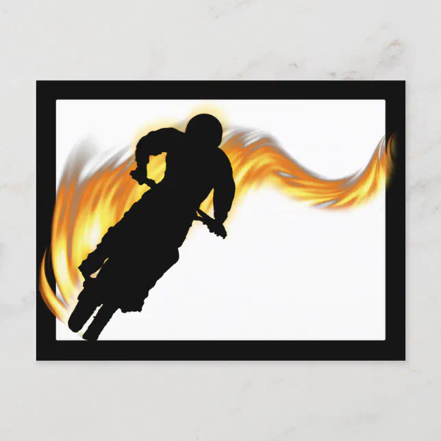 Off Road Dirt Bike with Flames Postcard | Zazzle