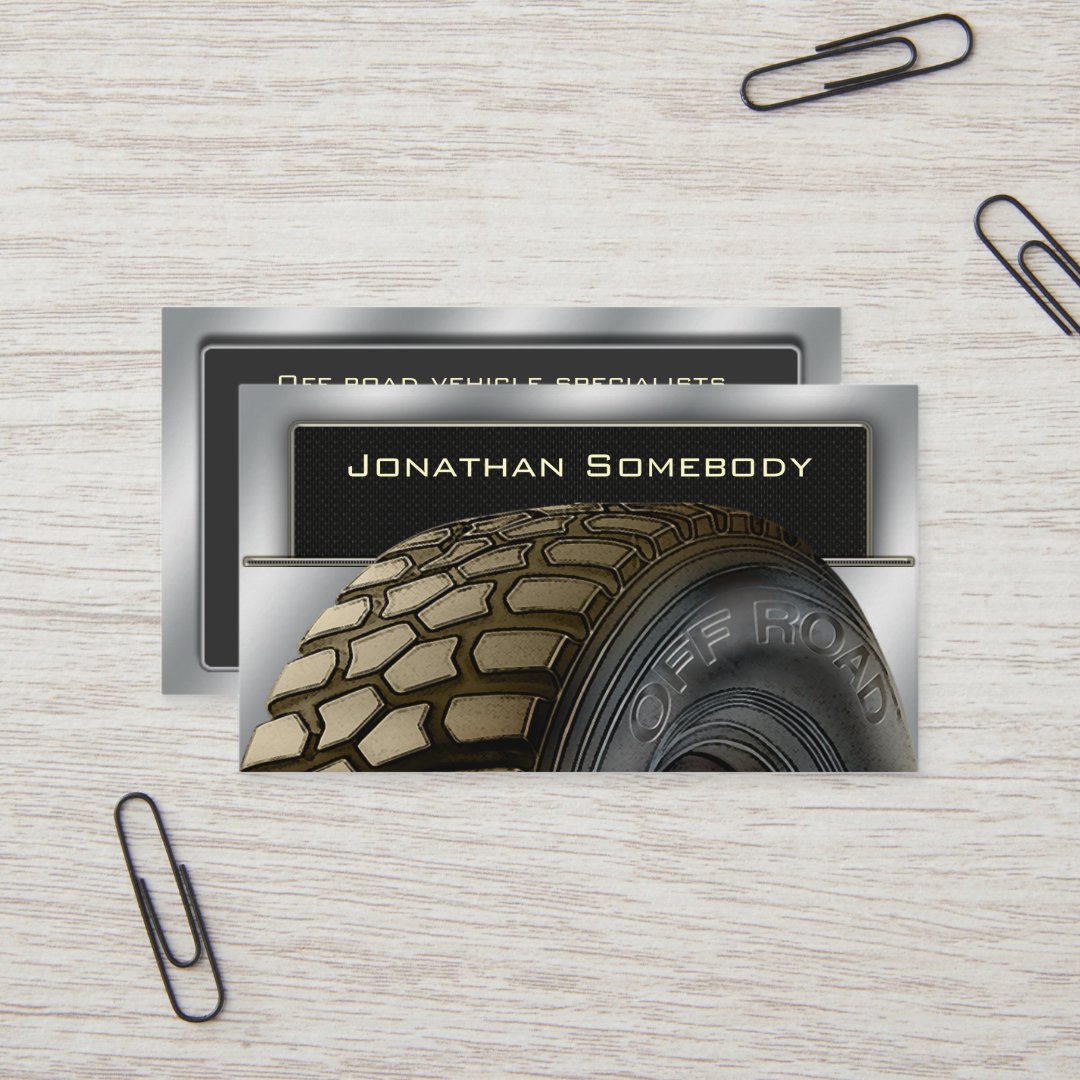 Off Roaders Tyre Business Card Template 13 | Zazzle